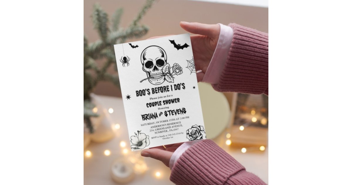 Minimal Halloween Boos Before I Dos Couple Shower Invitation | Zazzle