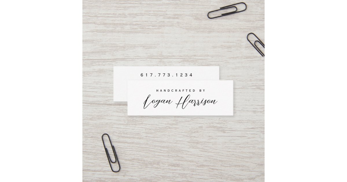 Minimal Handcrafted By Personalized Mini Business Card | Zazzle