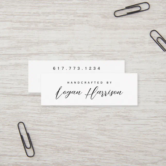 Minimal Handcrafted By Personalized Mini Business Card | Zazzle