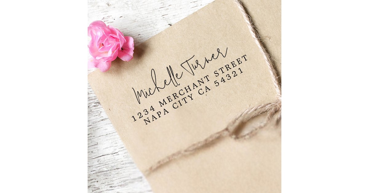 Minimal Handwritten Script Modern Return Address Self-inking Stamp | Zazzle