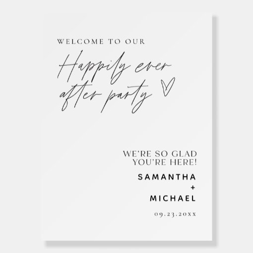 Minimal Happily Ever After Party Elopement Welcome Foam Board | Zazzle