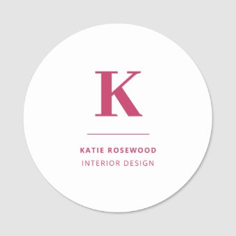 Minimal Hot Pink Modern Typographic Monogram Name Tag | Zazzle