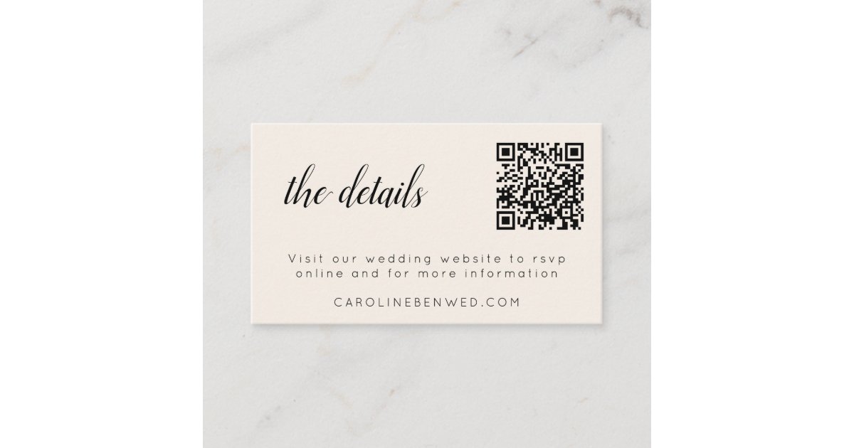 Minimal Ivory Cream Wedding Website RSVP QR Code Enclosure Card | Zazzle