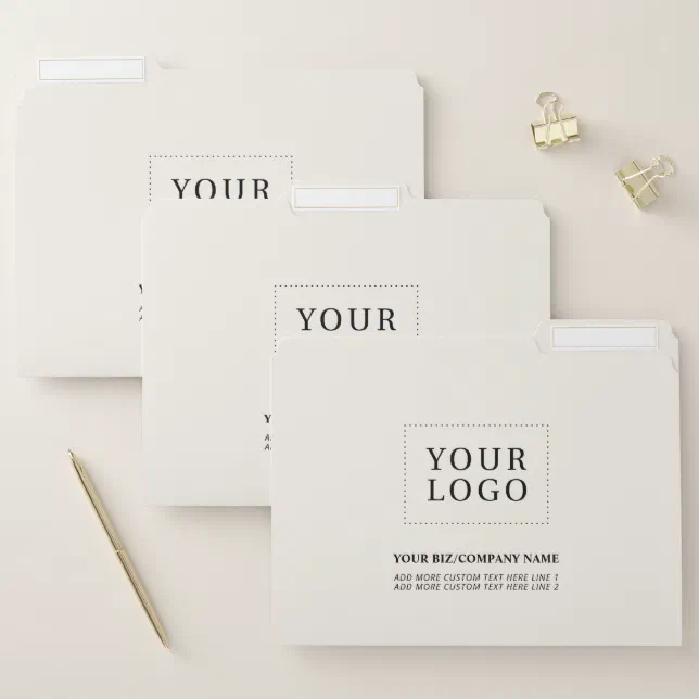Minimal Ivory Custom Business Logo Promotional File Folder | Zazzle