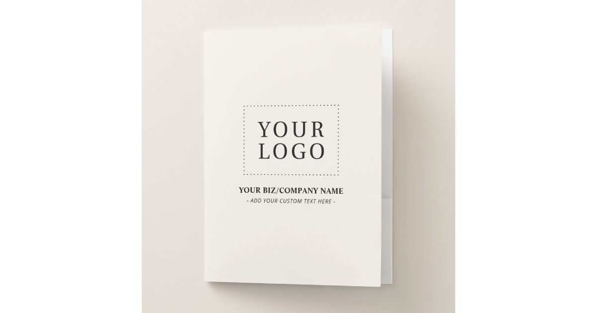Minimal Ivory Custom Business Logo Promotional Pocket Folder | Zazzle
