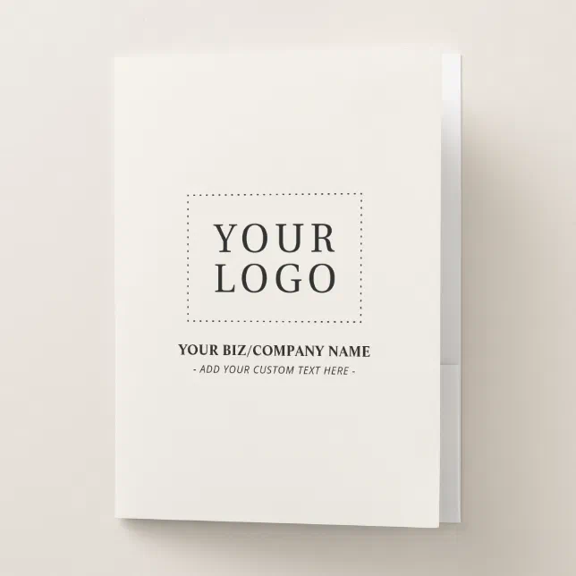 Minimal Ivory Custom Business Logo Promotional Pocket Folder | Zazzle