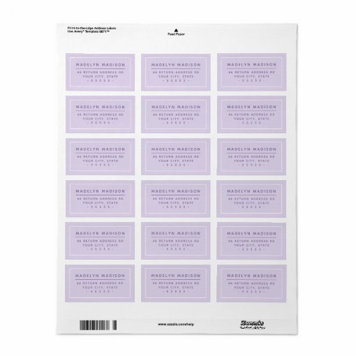 Minimal lavender purple return address label | Zazzle