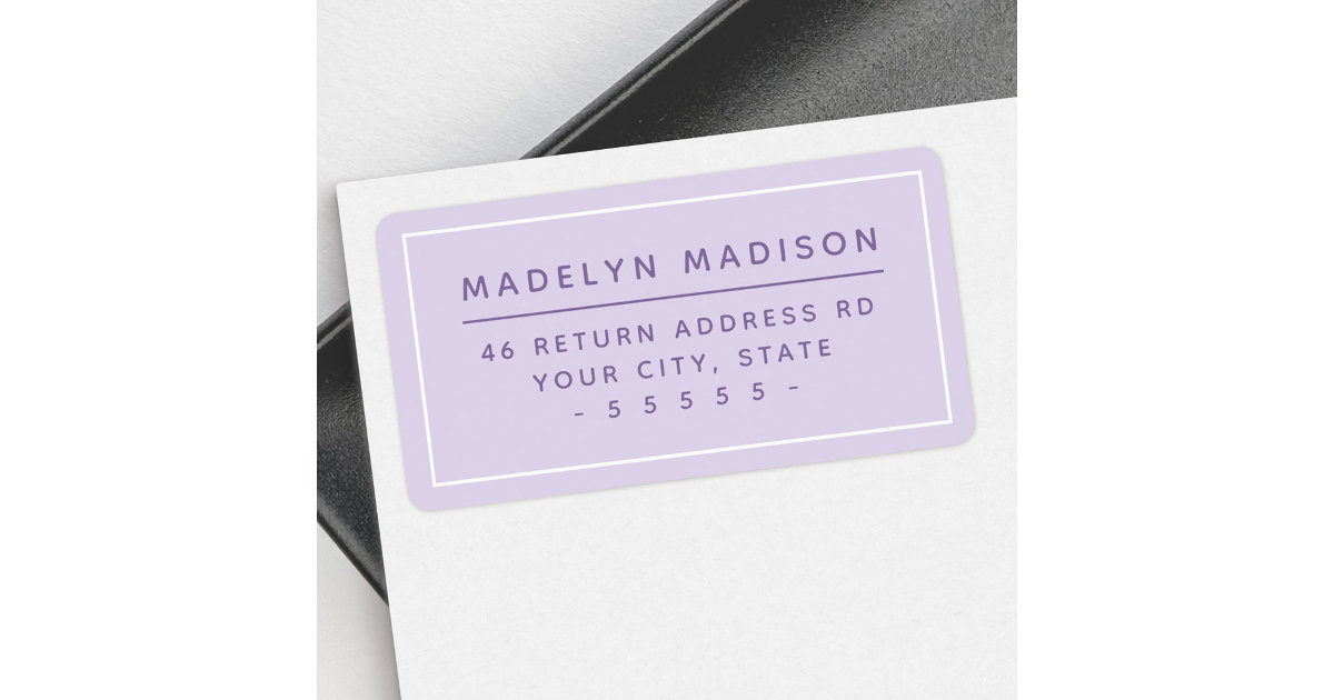 Minimal lavender purple return address label | Zazzle
