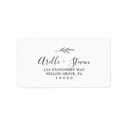 Minimal Leaf | Black and White Address Labels | Zazzle