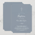 Minimal Leaf | Blue and White Baptism Invitation | Zazzle