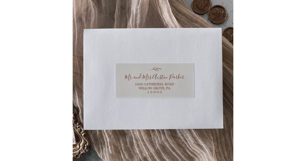 Minimal Leaf | Boho Cream Guest Address Labels | Zazzle