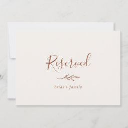 Minimal Leaf | Boho Cream Reserved Sign | Zazzle