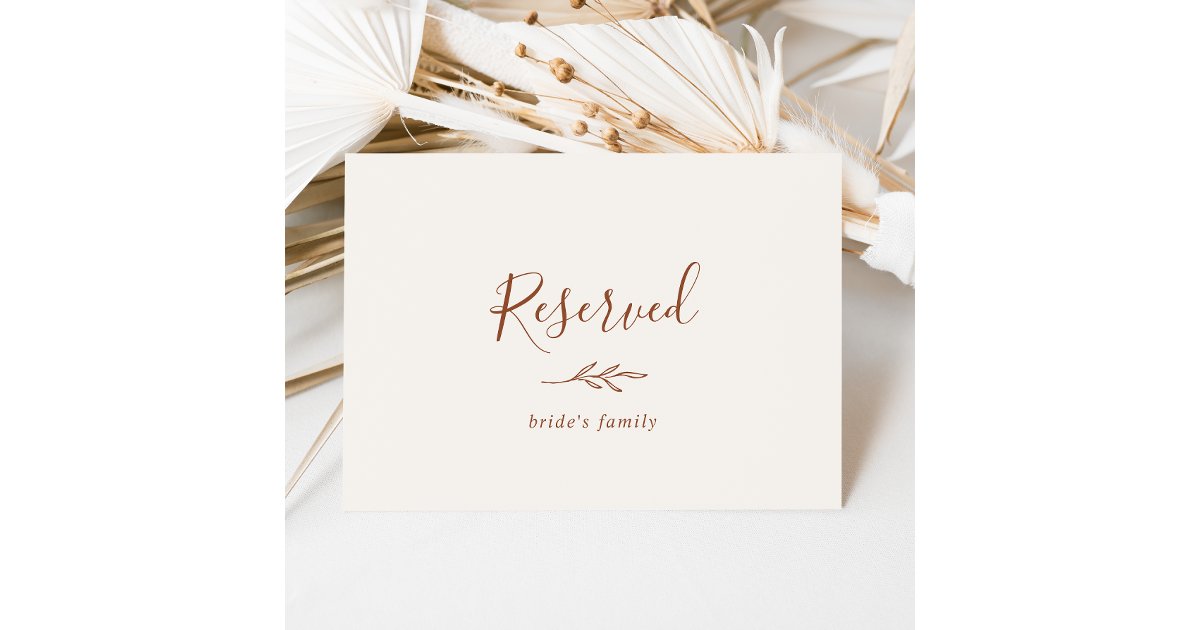 Minimal Leaf | Boho Cream Reserved Sign | Zazzle