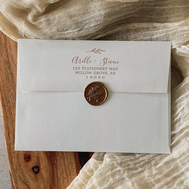Minimal Leaf | Boho Cream Wedding Invitation Envelope | Zazzle