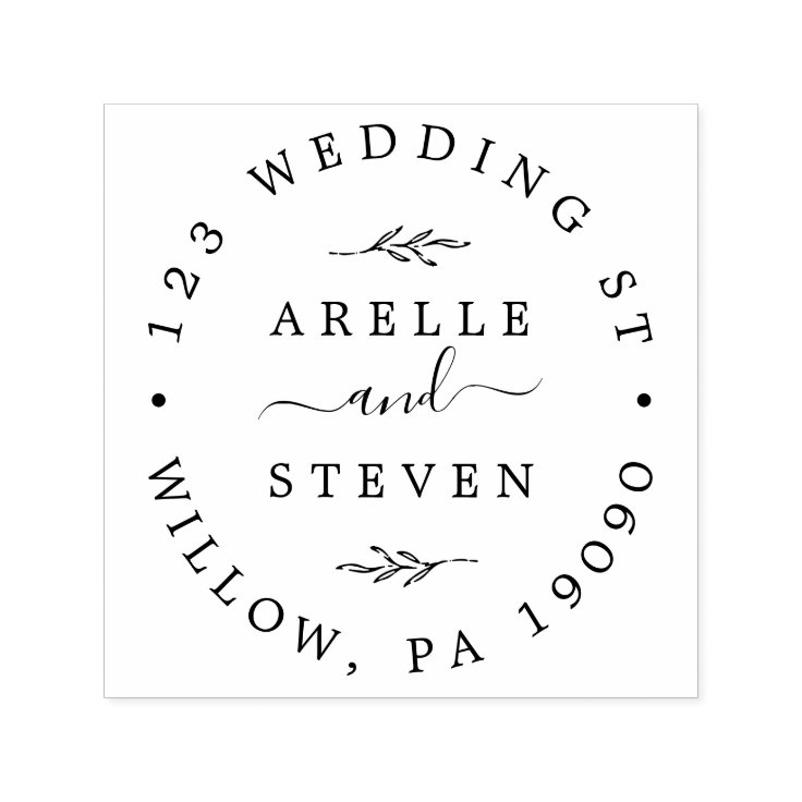 Minimal Leaf Circular Address Self-inking Stamp | Zazzle