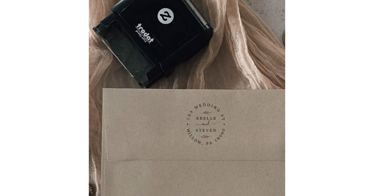 Minimal Leaf Circular Address Self-inking Stamp | Zazzle