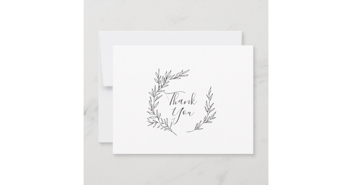 Minimal Leaf | Dark Gray Thank You Card | Zazzle.com