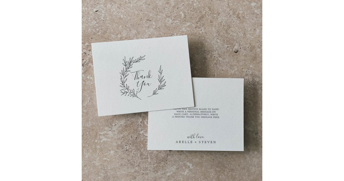 Minimal Leaf | Dark Gray Thank You Card | Zazzle