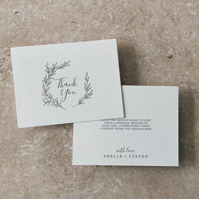 Minimal Leaf | Dark Gray Thank You Card | Zazzle