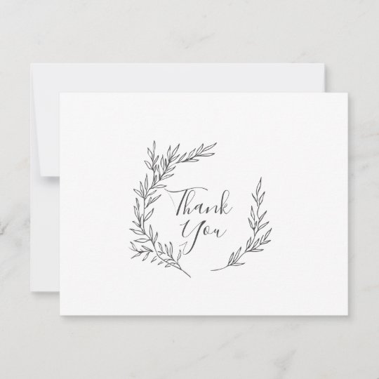 Minimal Leaf | Dark Gray Thank You Card | Zazzle.com