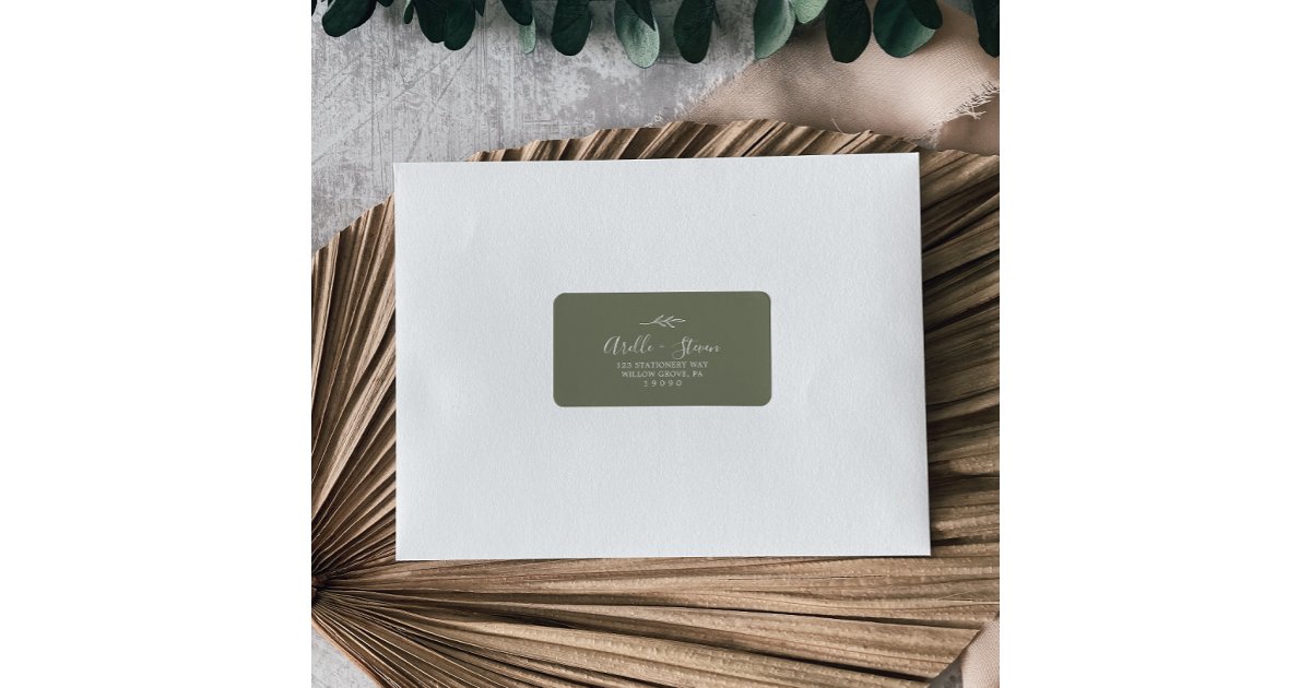 Minimal Leaf | Dark Green Address Labels | Zazzle