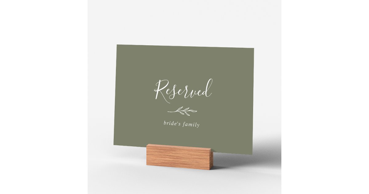 Minimal Leaf | Dark Green Reserved Sign | Zazzle