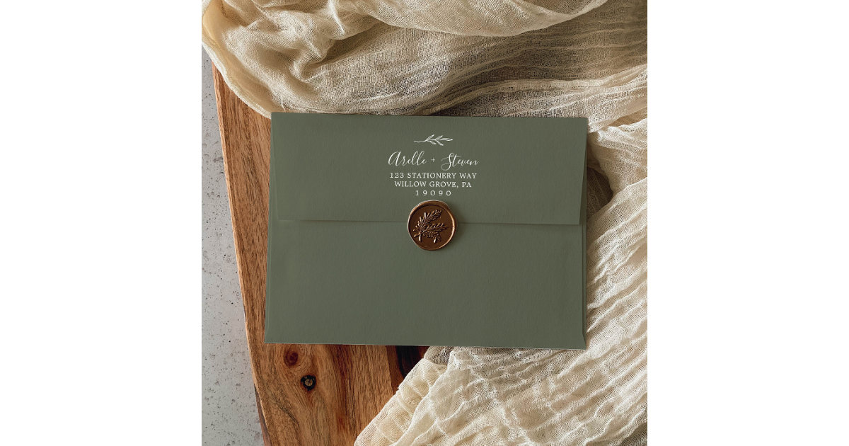 Minimal Leaf | Dark Green Wedding Invitation Envelope | Zazzle