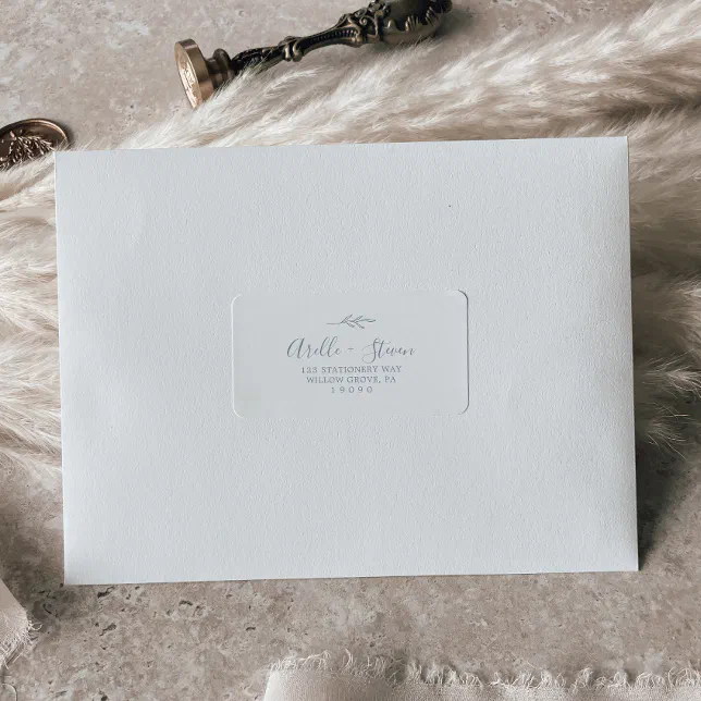 Minimal Leaf | Dusty Blue Address Labels | Zazzle