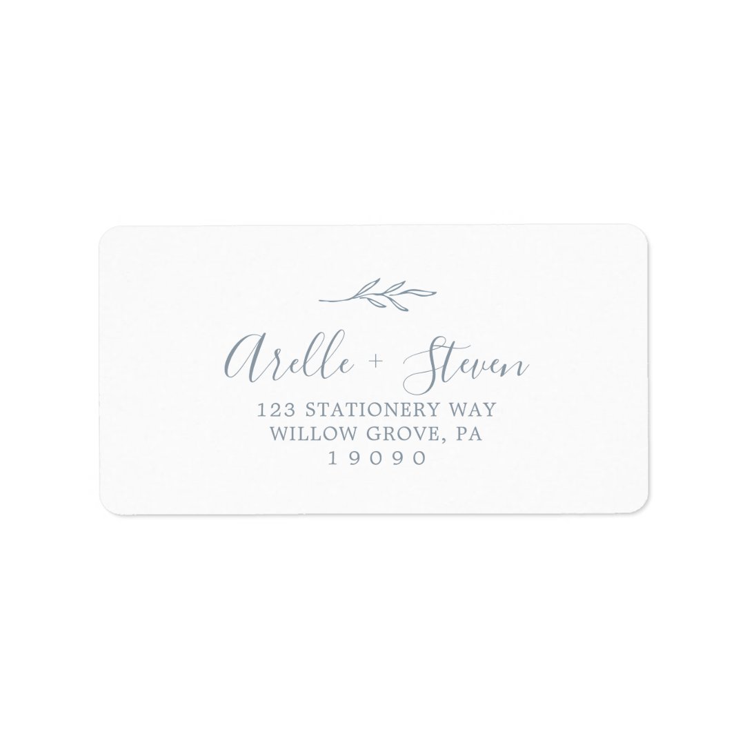 Minimal Leaf | Dusty Blue Address Labels | Zazzle