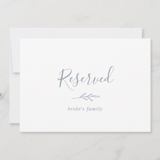 Minimal Leaf | Dusty Blue Reserved Sign | Zazzle