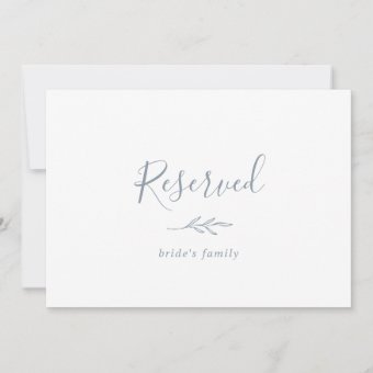 Minimal Leaf | Dusty Blue Reserved Sign | Zazzle