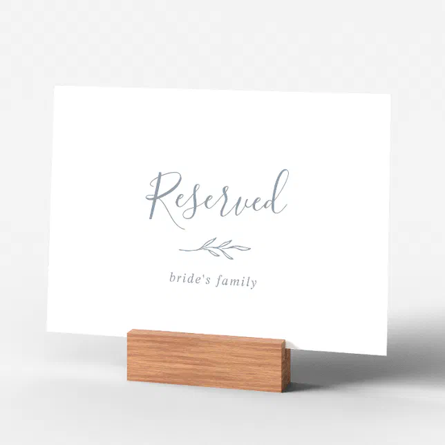 Minimal Leaf | Dusty Blue Reserved Sign | Zazzle