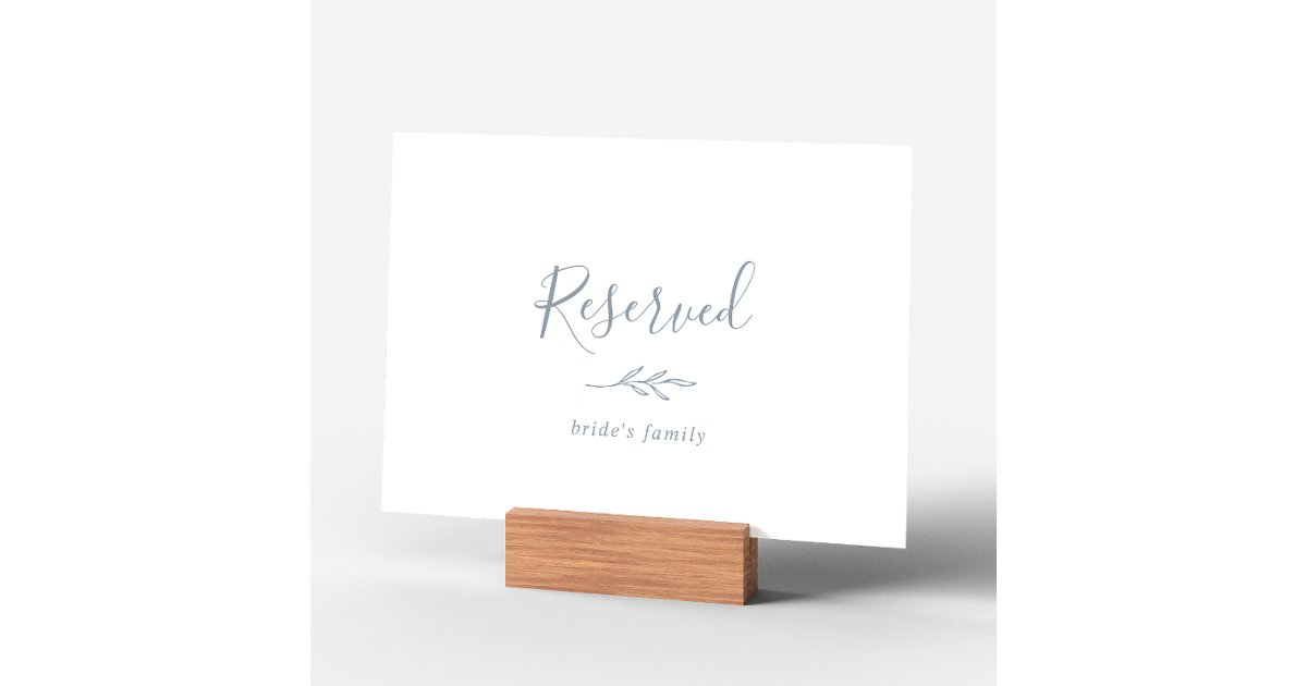 Minimal Leaf | Dusty Blue Reserved Sign | Zazzle