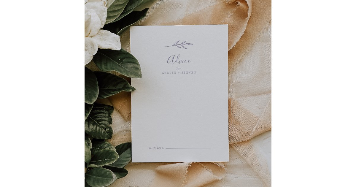 Minimal Leaf | Dusty Purple Wedding Advice Card | Zazzle