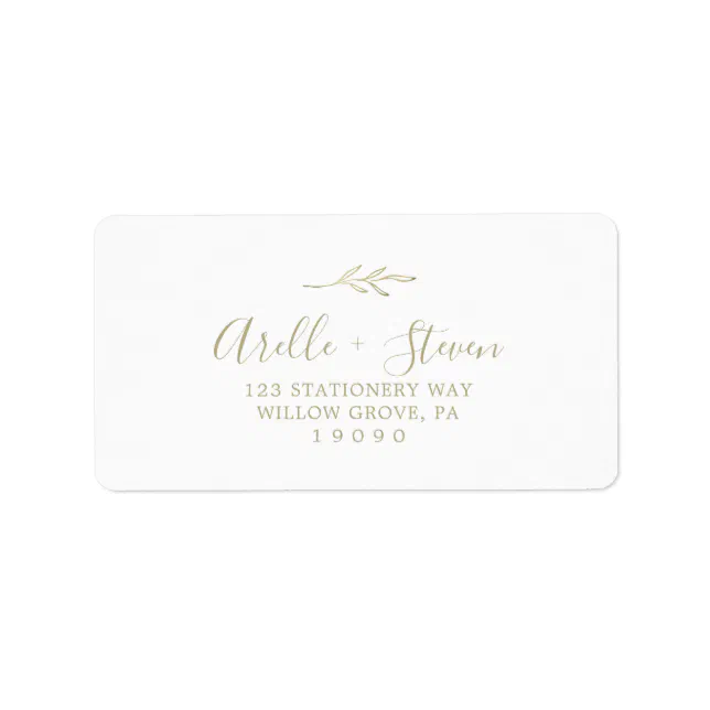 Minimal Leaf | Gold Address Labels | Zazzle