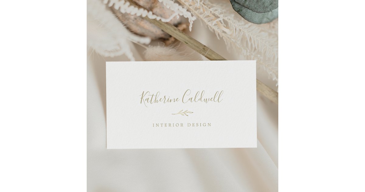 Minimal Leaf | Gold Business Card | Zazzle