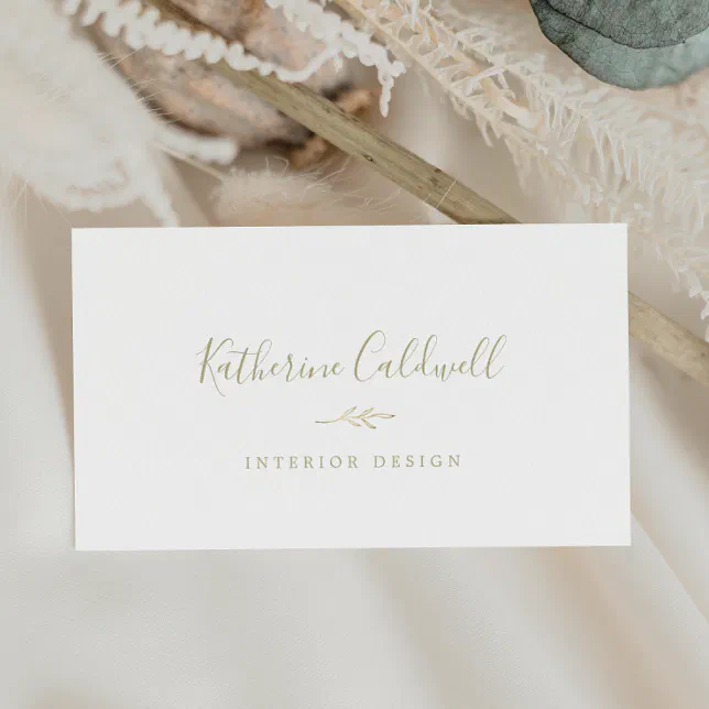 Minimal Leaf | Gold Business Card | Zazzle