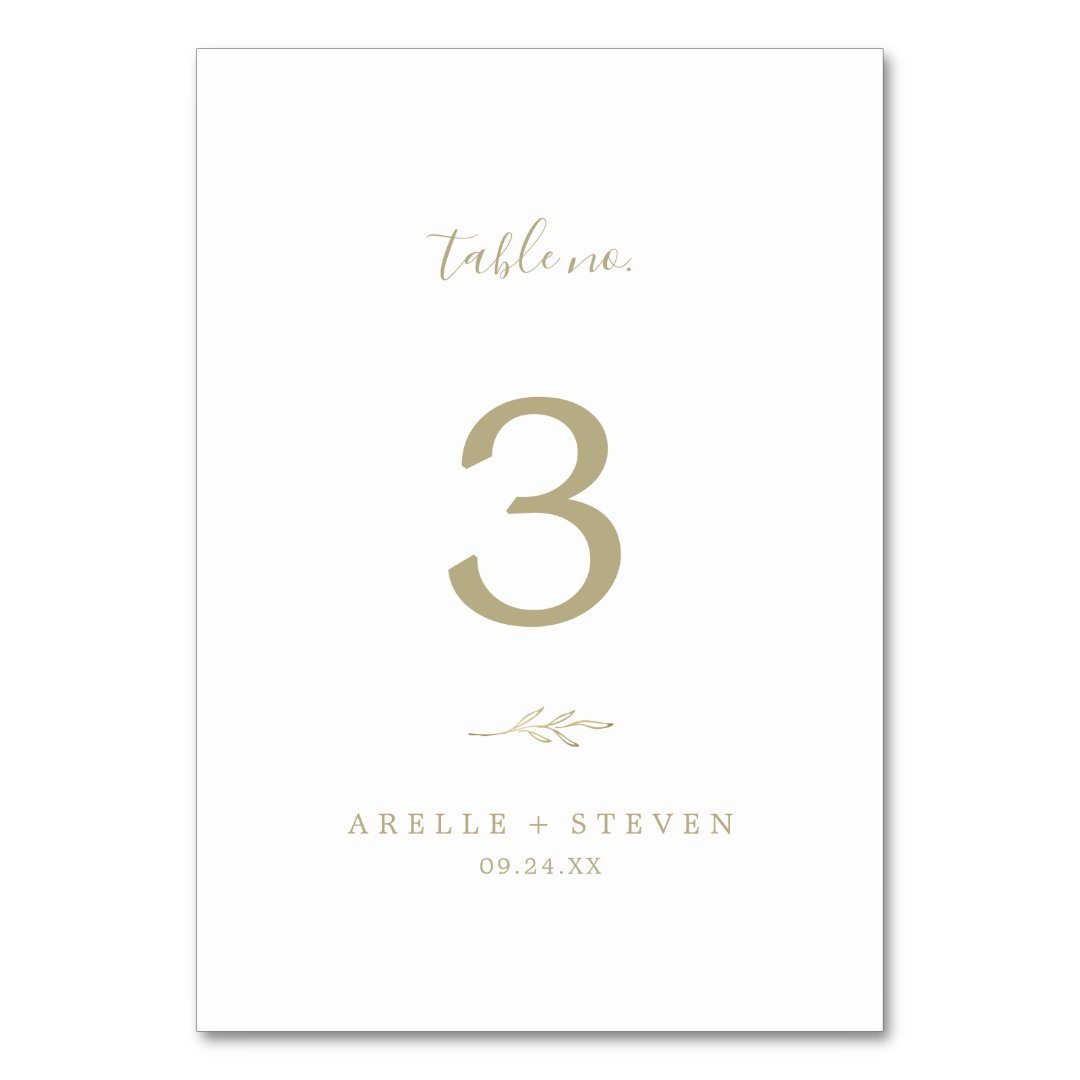 Minimal Leaf | Gold Table Number | Zazzle