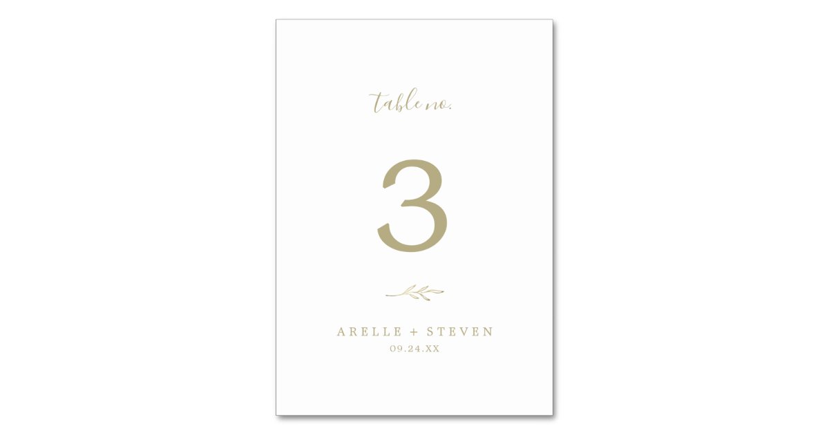 Minimal Leaf | Gold Table Number | Zazzle