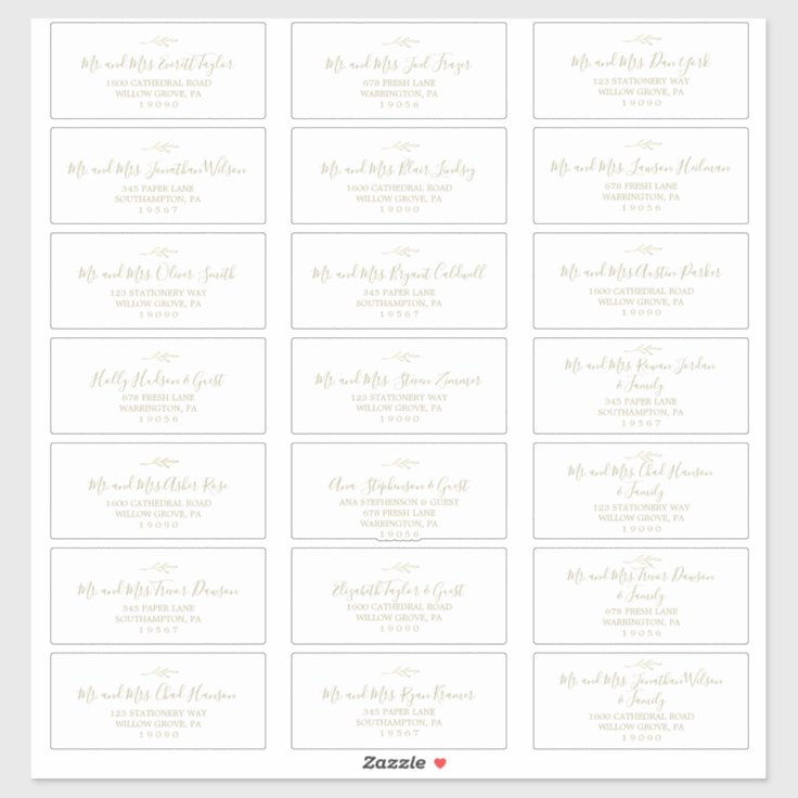 Minimal Leaf | Gold Wedding Guest Address Labels | Zazzle