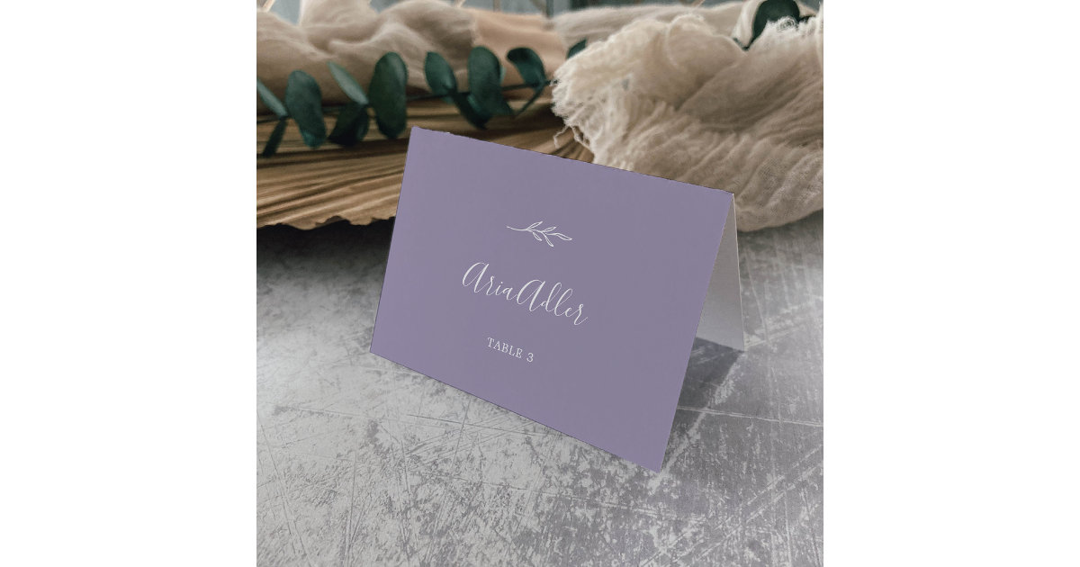 Minimal Leaf | Lavender Guest Name Place Cards | Zazzle