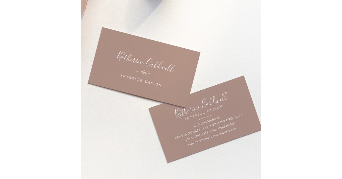 Minimal Leaf | Neutral Business Card | Zazzle