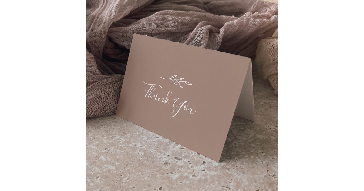 Minimal Leaf | Neutral Wedding Thank You Card | Zazzle