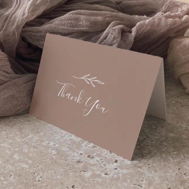 Minimal Leaf | Neutral Wedding Thank You Card | Zazzle