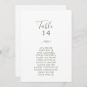 Minimal Leaf Olive Table Number Seating Chart Card | Zazzle