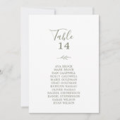 Minimal Leaf Olive Table Number Seating Chart Card | Zazzle