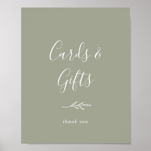 Minimal Leaf | Sage Green Cards and Gifts Poster | Zazzle