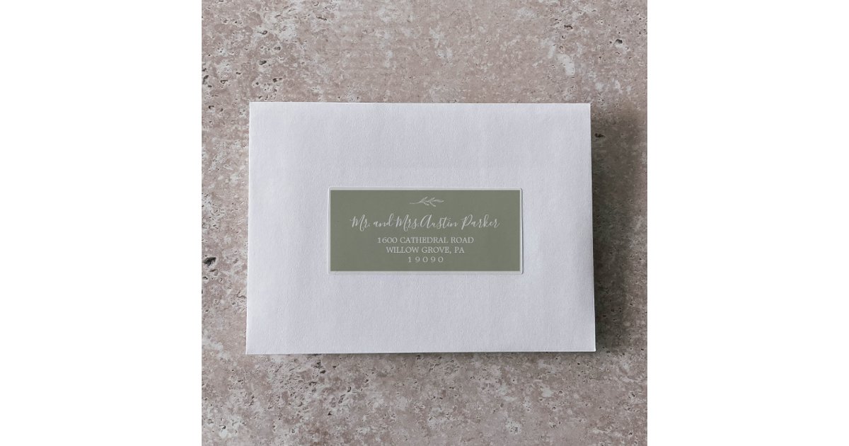 Minimal Leaf Sage Green Guest Address Labels | Zazzle