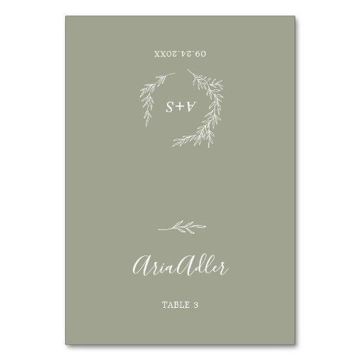 Minimal Leaf | Sage Green Guest Name Place Cards | Zazzle