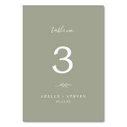 Minimal Leaf | Sage Green Wedding Table Number | Zazzle